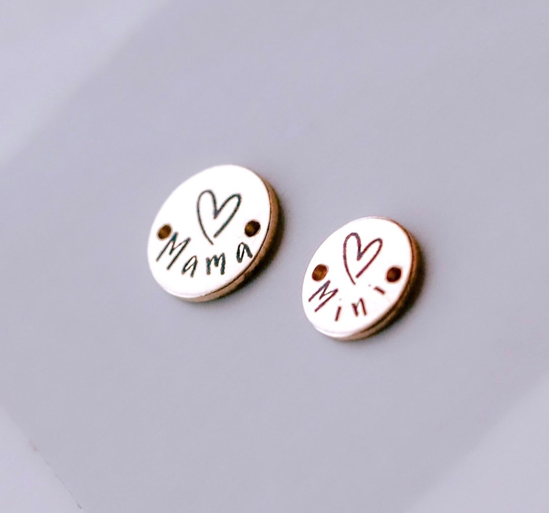 Engraved Mama and Mini Round Connector Charm | 14kt Gold Filled ...