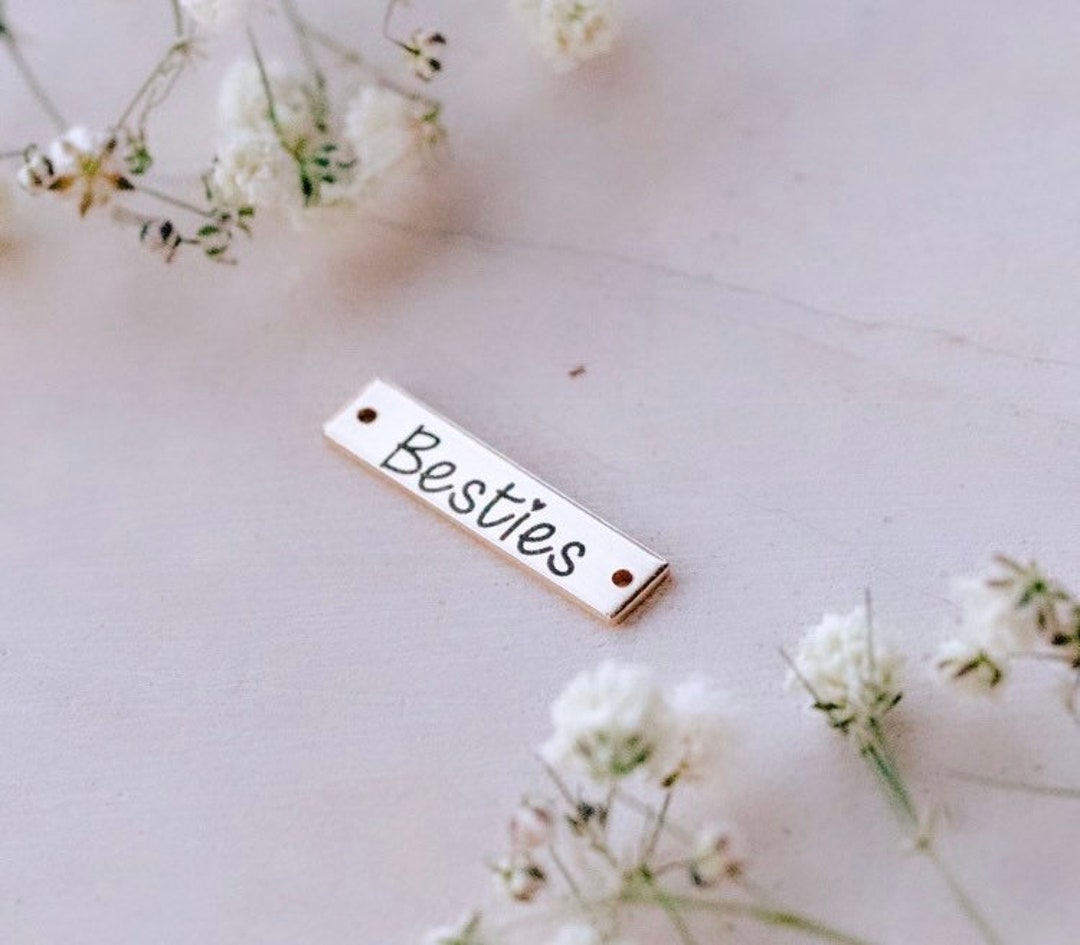 Engraved Besties Bar Connector Charm | 14kt Gold Filled Engraved ...