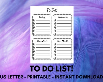 To Do List Printable | PDF Editable | Letter & A4 - Etsy