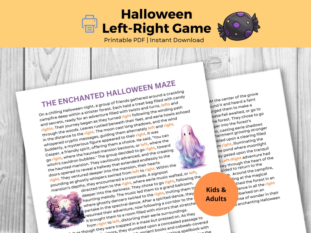 Printable Halloween Left Right Game for Adults and Kids, Printable Pass ...