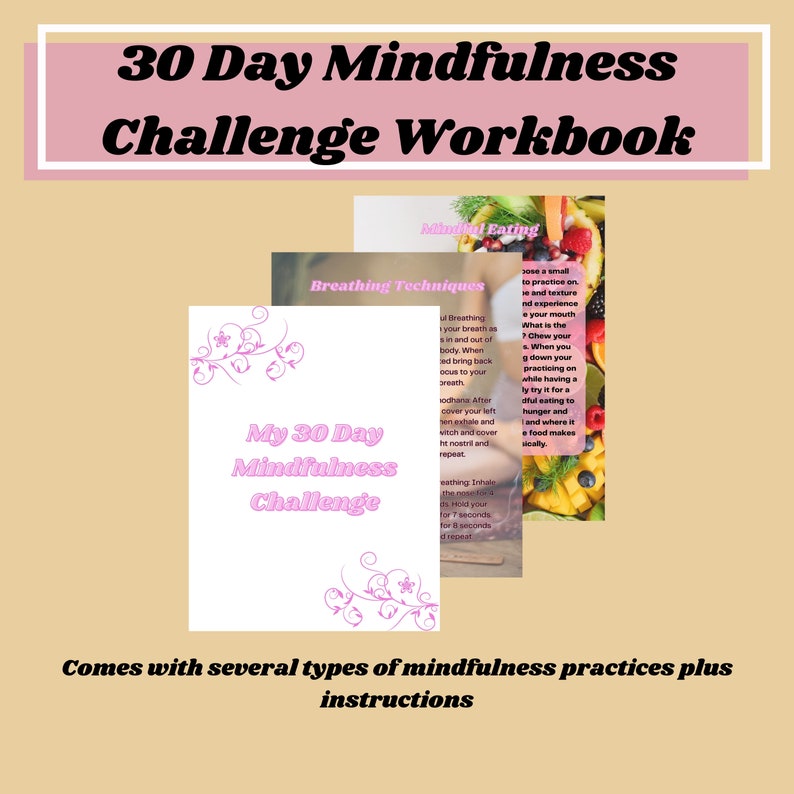 30 Day Mindfulness Challenge Workbook | Pink Mindfulness Gift | Self ...