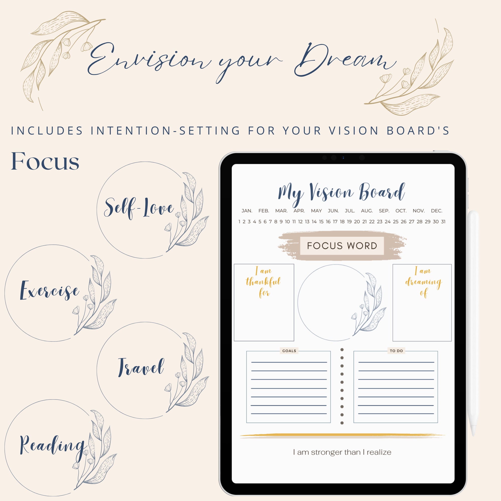 Digital Vision Board | Goal Setting for Ipad, Goodnotes, Notability ...