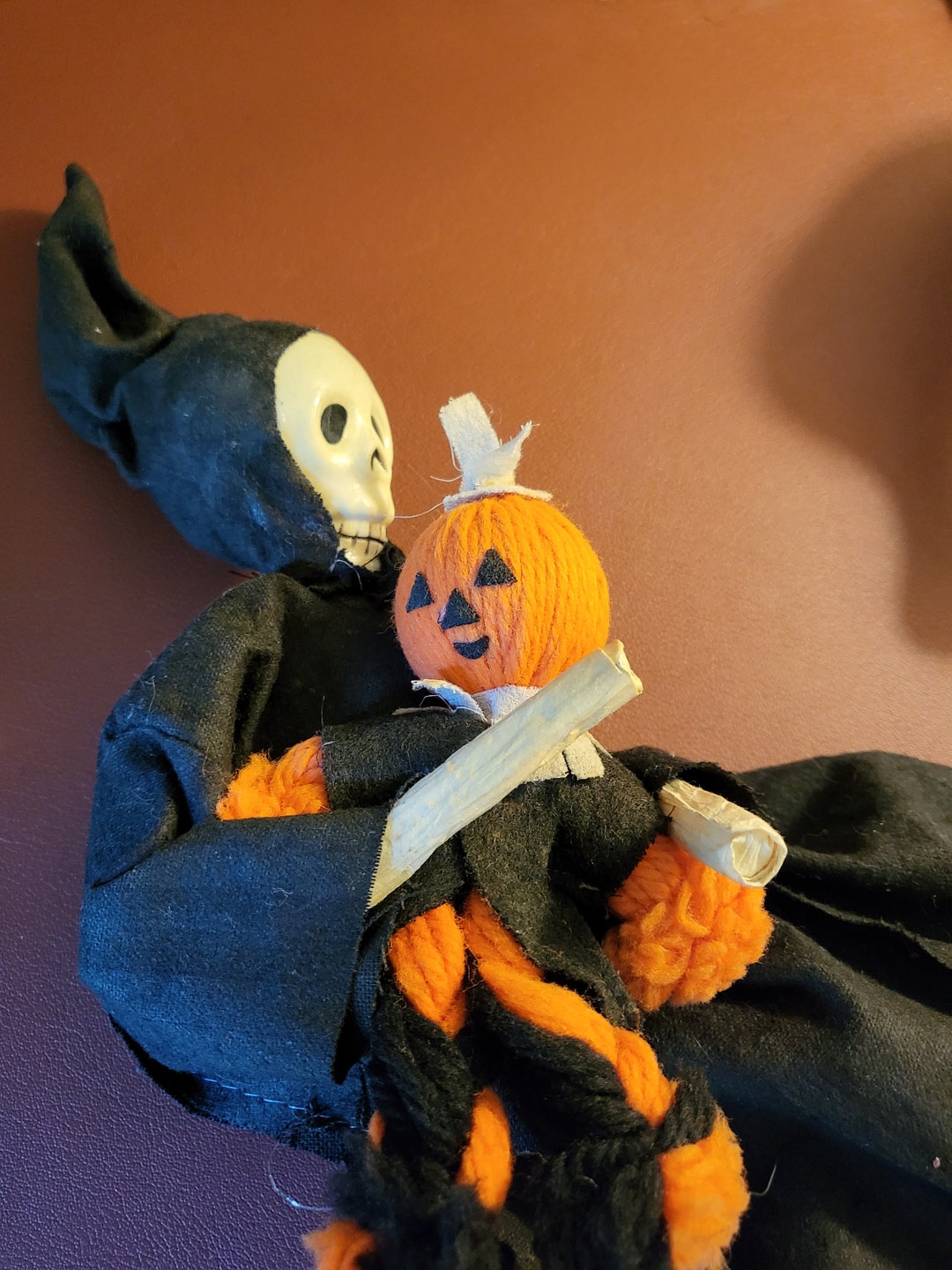 Vintage Asian Halloween Grim Reaper Doll With Jack O Lantern - Etsy