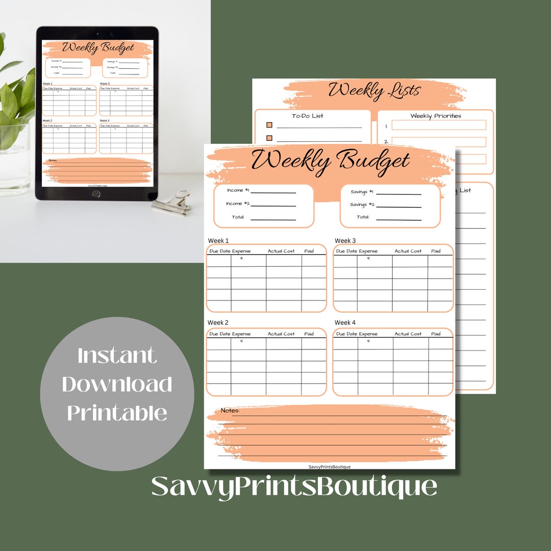 Weekly Budget Printable Budget Shopping List Templates Paycheck Home ...