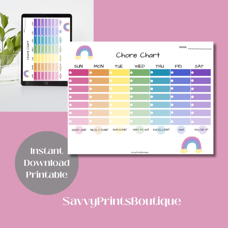 Chore Chart Digital Chore Chart House Chores Kids Chore List - Etsy