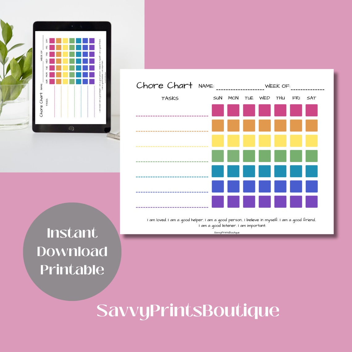 Chore Chart Digital Chore Chart House Chores Kids Chore List - Etsy
