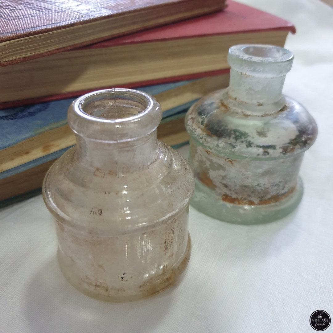 Vintage Glass Ink Bottles | Set of 2 (set E) - Etsy Australia