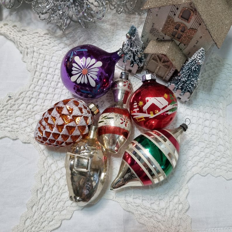 Vintage Glass Christmas Baubles | Large (6 Options) - Etsy Australia