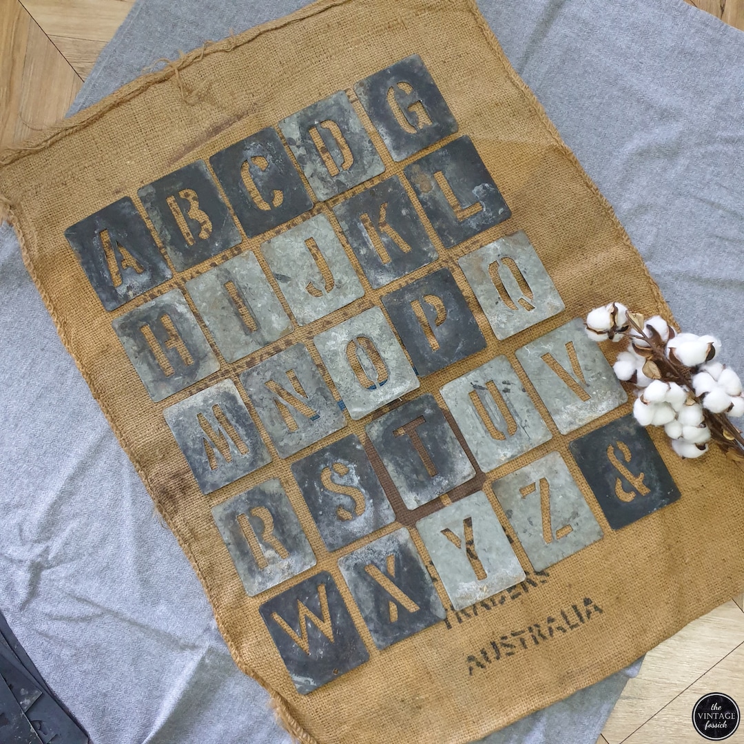 Vintage Tin Wool Bale Stencils | Single Letters - Etsy Australia