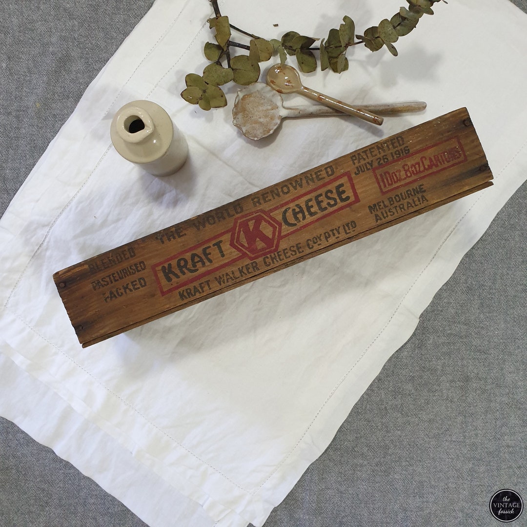 Vintage Wooden Kraft Cheese Box Long - Etsy