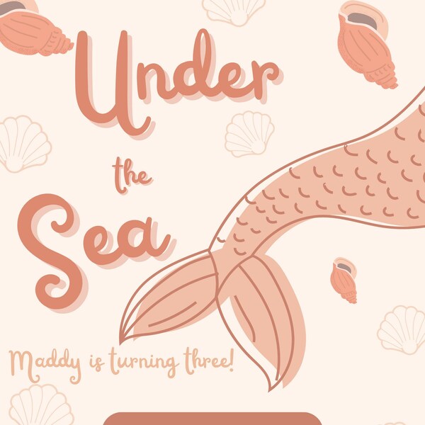 Under the Sea Turning Three Digital Invitation - Etsy Israel