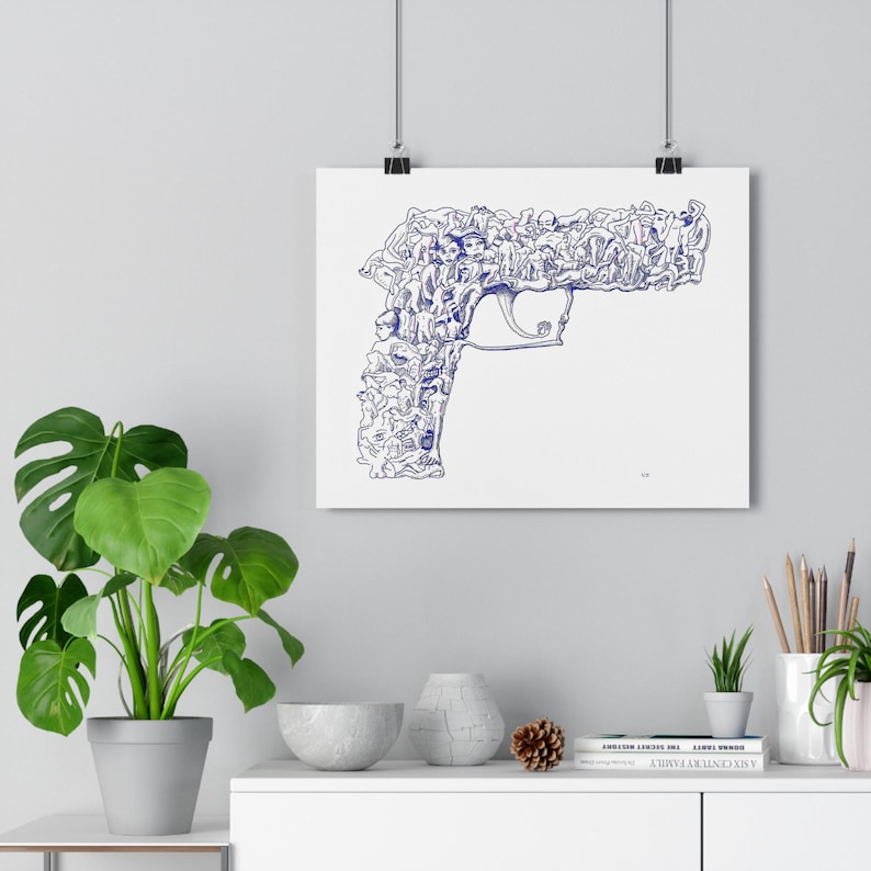 The Naked Gun, Ink Drawing Print 14x11 Inches on Fine Art Paper - Etsy