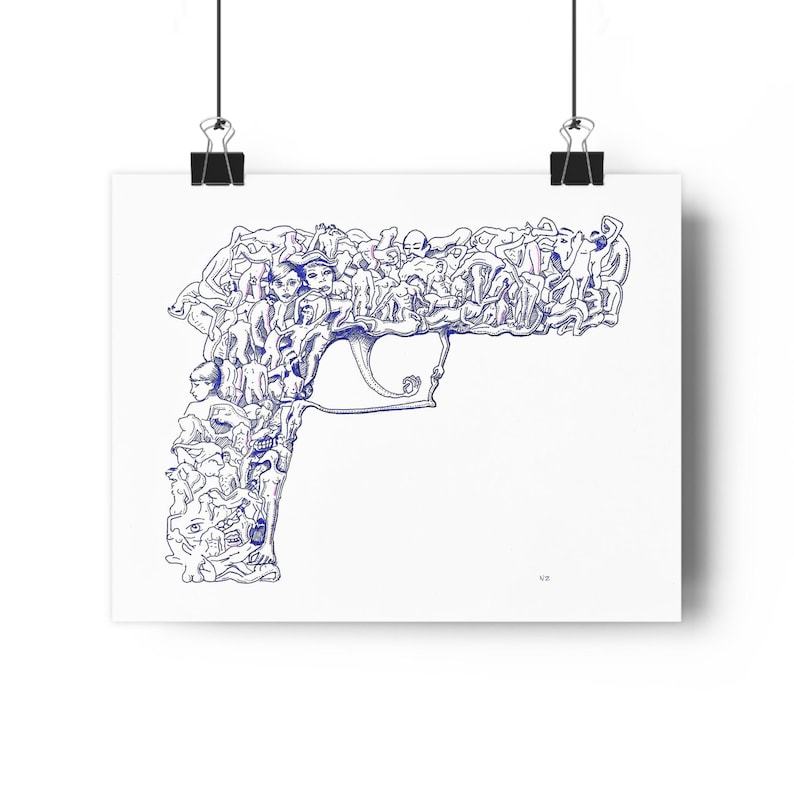 The Naked Gun, Ink Drawing Print 14x11 Inches on Fine Art Paper - Etsy