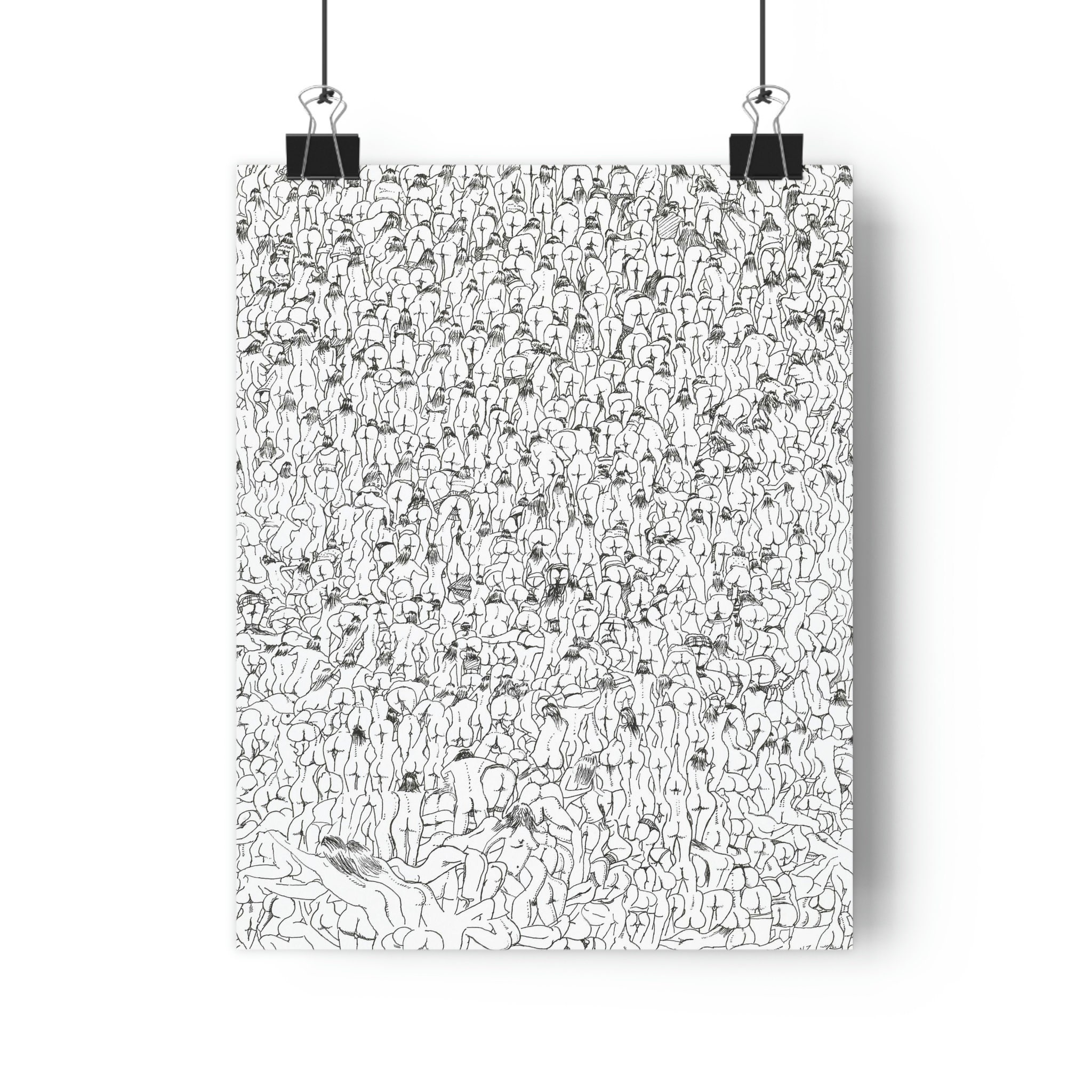 The Butts, Ink Drawing Print 11x14 Inches on Fine Art Paper, by Nadim ...