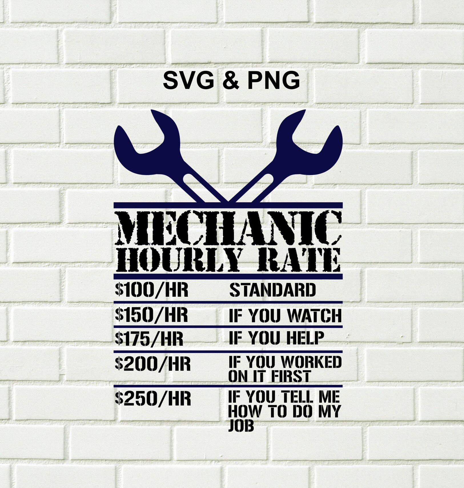 Mechanic Hourly Rate Svg Png / Mechanic Svg Png / Funny Mechanic Svg ...