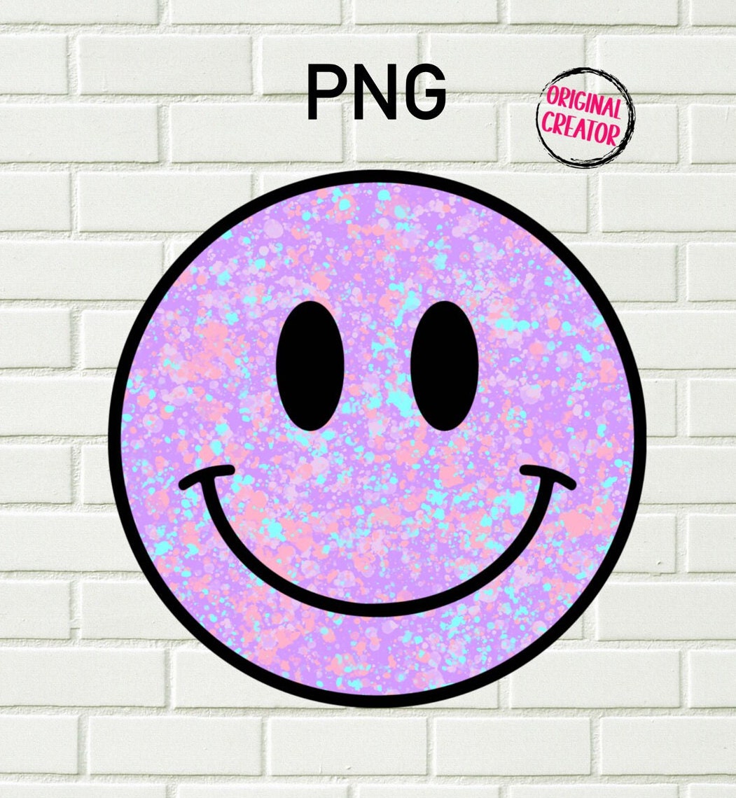 Happy Face Png / Paint Splatter Happy Face Png / Trendy Png / - Etsy