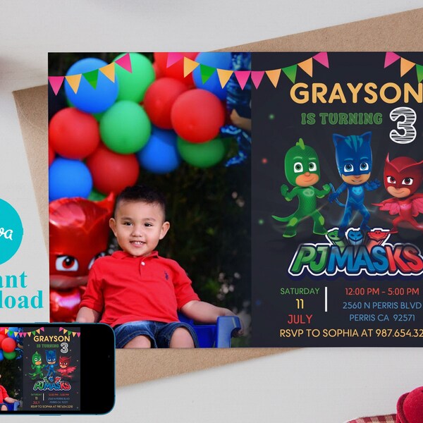 Pj Party Invite - Etsy