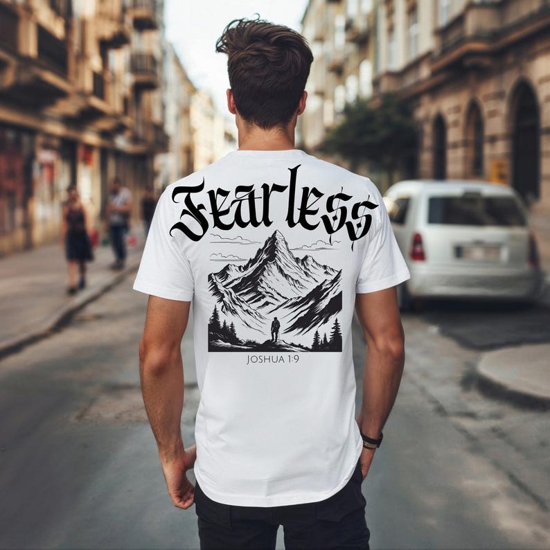 Fearless Christian Men’s PNG | Joshua 1:9 Bible Verse Shirt Design ...
