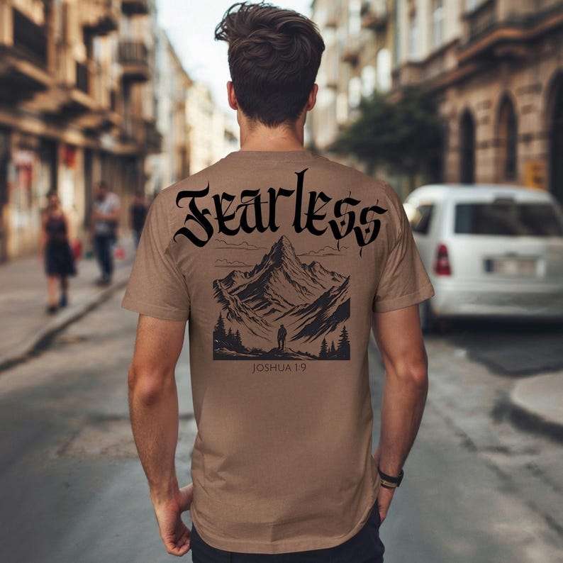 Fearless Christian Men’s PNG | Joshua 1:9 Bible Verse Shirt Design ...