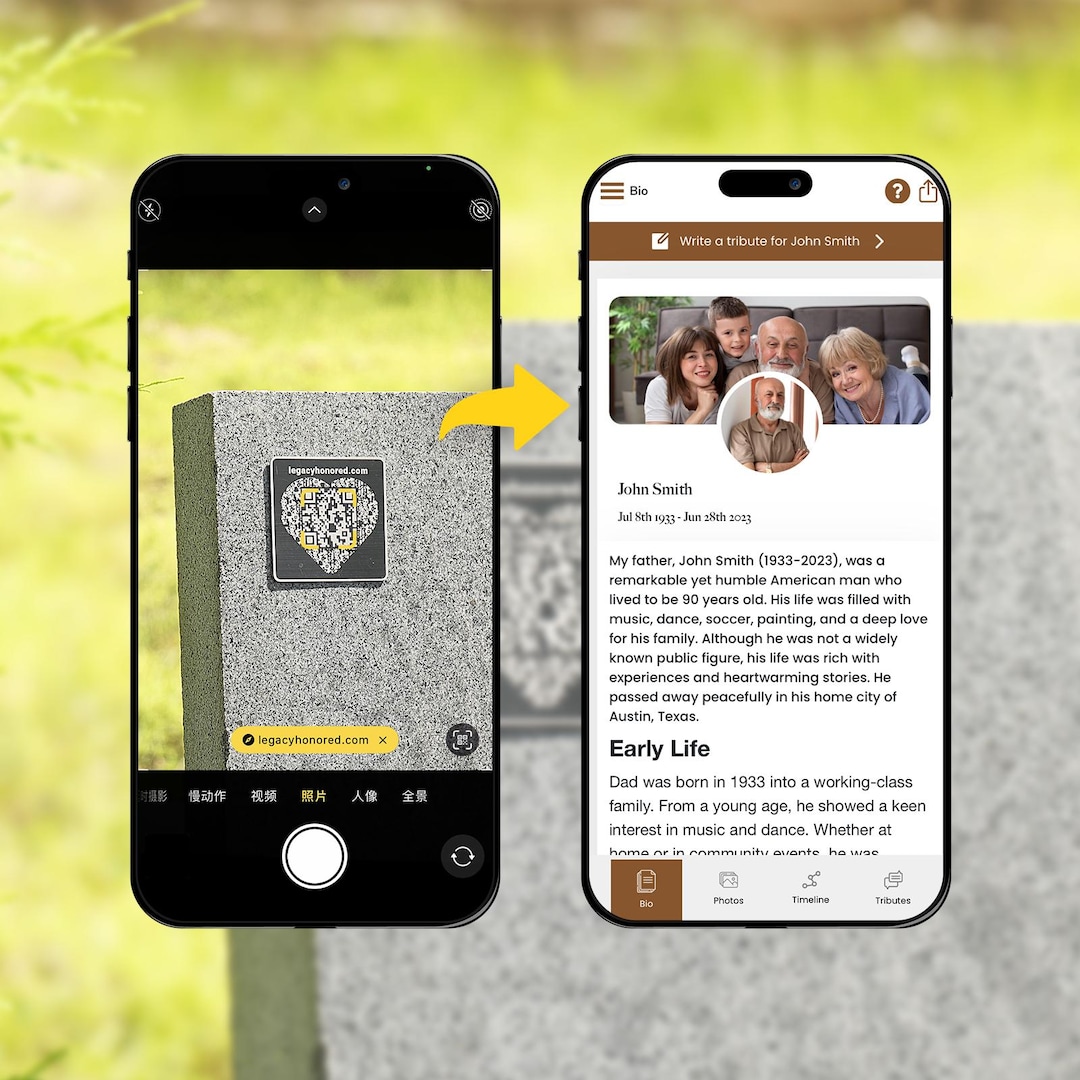 Memorial QR Code Plaque: Stainless Steel Grave Marker With Webpage - Etsy