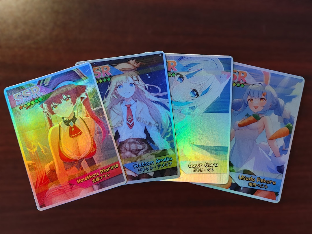 Holographic Hololive Gacha Card Bundle Pack of 4 - Etsy