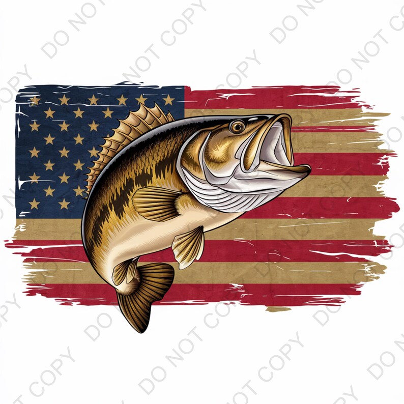Largemouth Bass American Flag PNG File, American Flag Bass, Party Wear ...