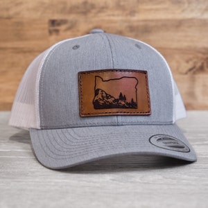 Oregon Leather Patch Trucker Hat | PNW State of Oregon Hat, Custom ...