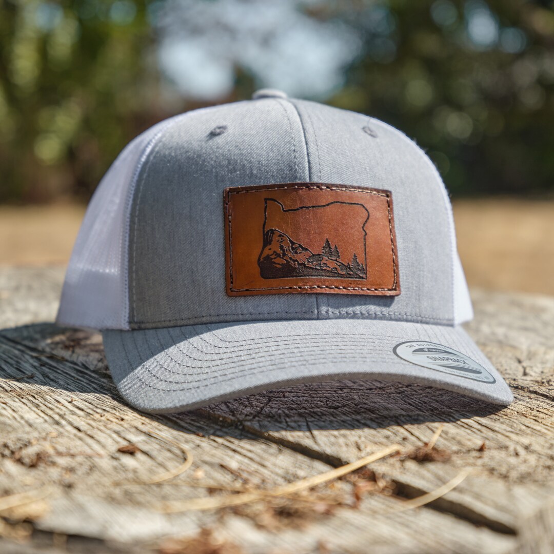 Oregon Leather Patch Trucker Hat | PNW State of Oregon Hat, Custom ...