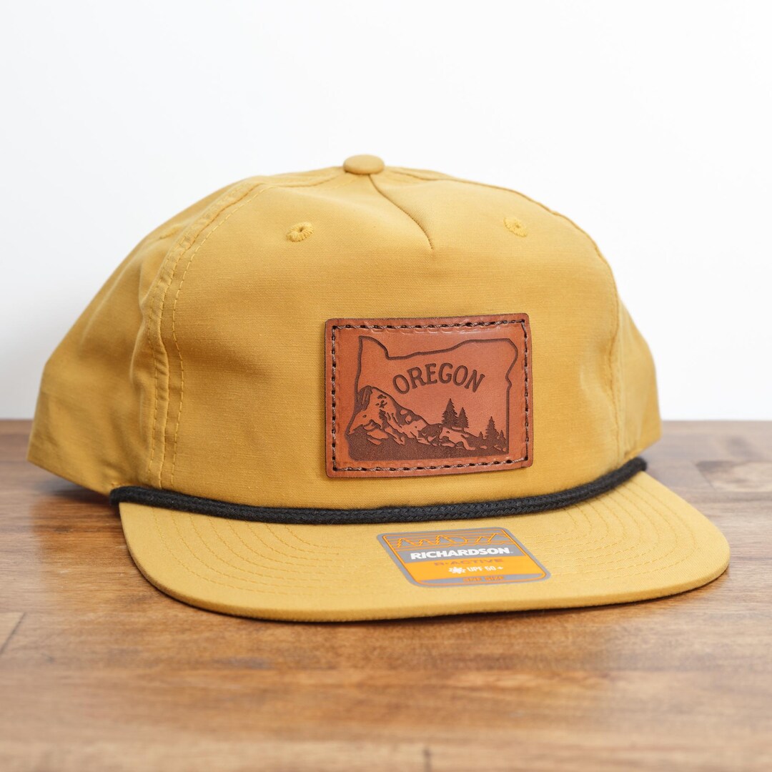 Oregon Leather Patch Rope Hat | State of Oregon Grandpa Hat, Real ...