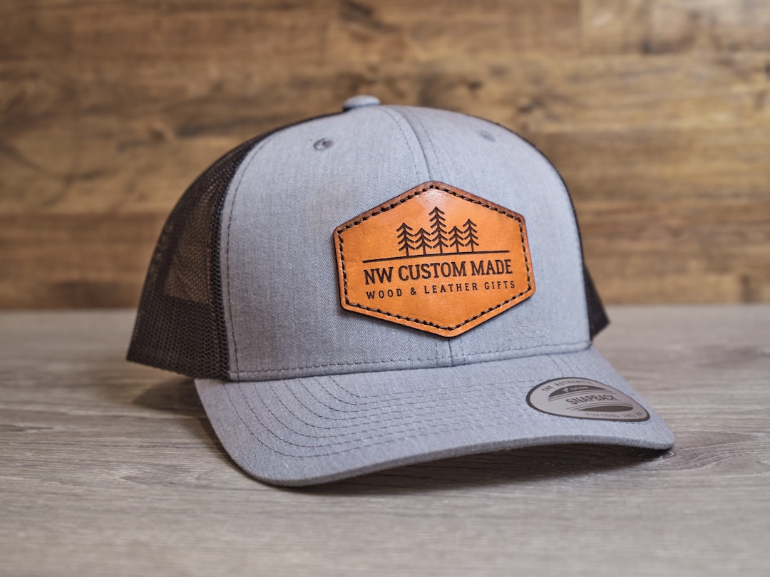Leather Patch Trucker Hat With Custom Logo | Real Leather Patch ...