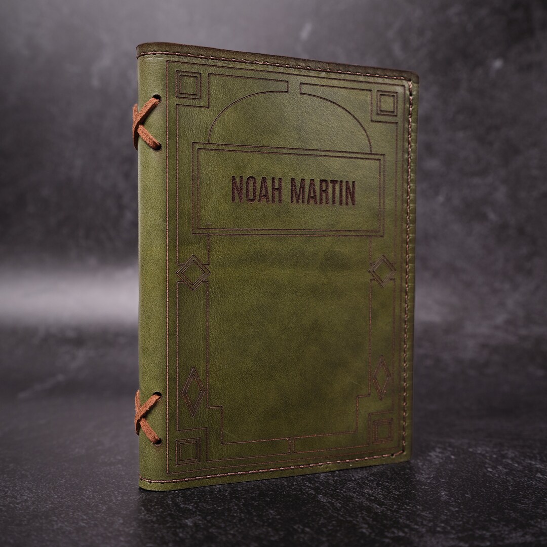 Handmade Italian Leather Journal | Personalized Olive Green Leather ...