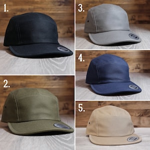 Custom Logo 5 Panel Hat | Stitched Real Leather Patch Five Panel Cap ...