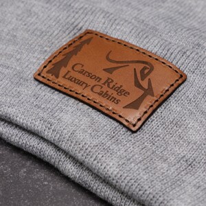 Leather Patch Beanies | Custom Engraved Logo Beanie, Real Leather Patches, Branded Beanies ...