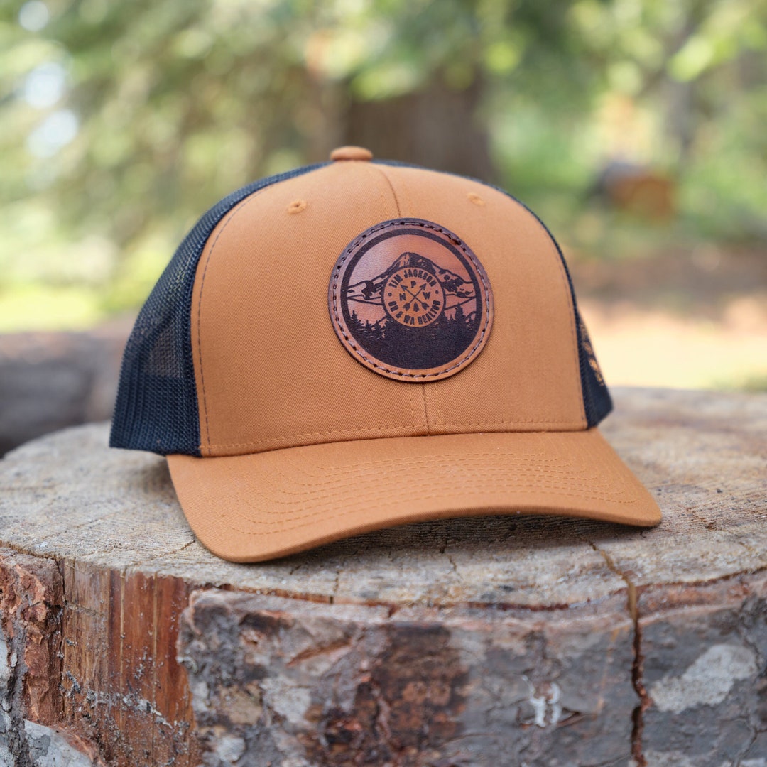 Custom Leather Patch Trucker Hat With Logo | Real Leather Patch Hat ...