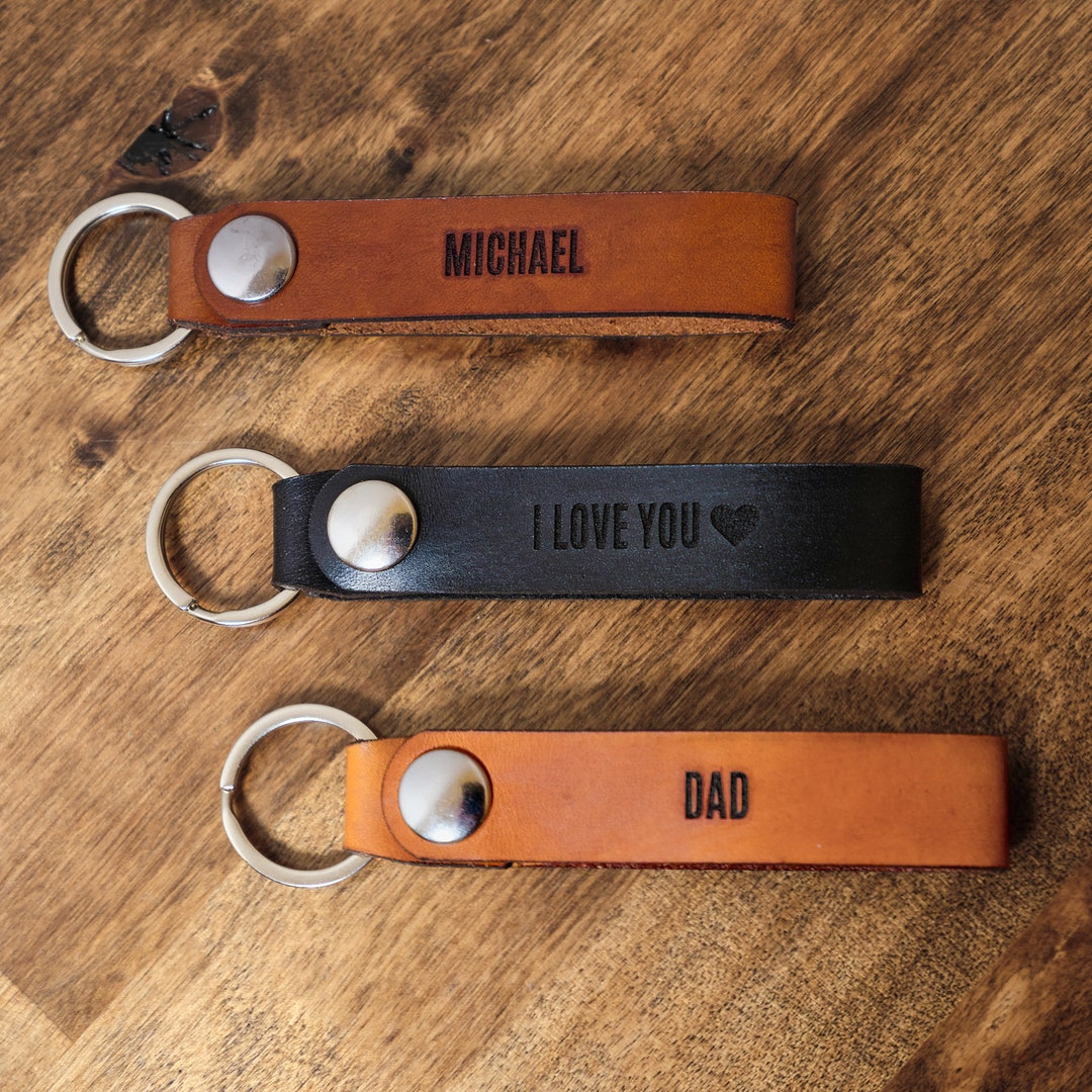 Custom Engraved Leather Keychain | Handmade Real Leather Key Chain ...