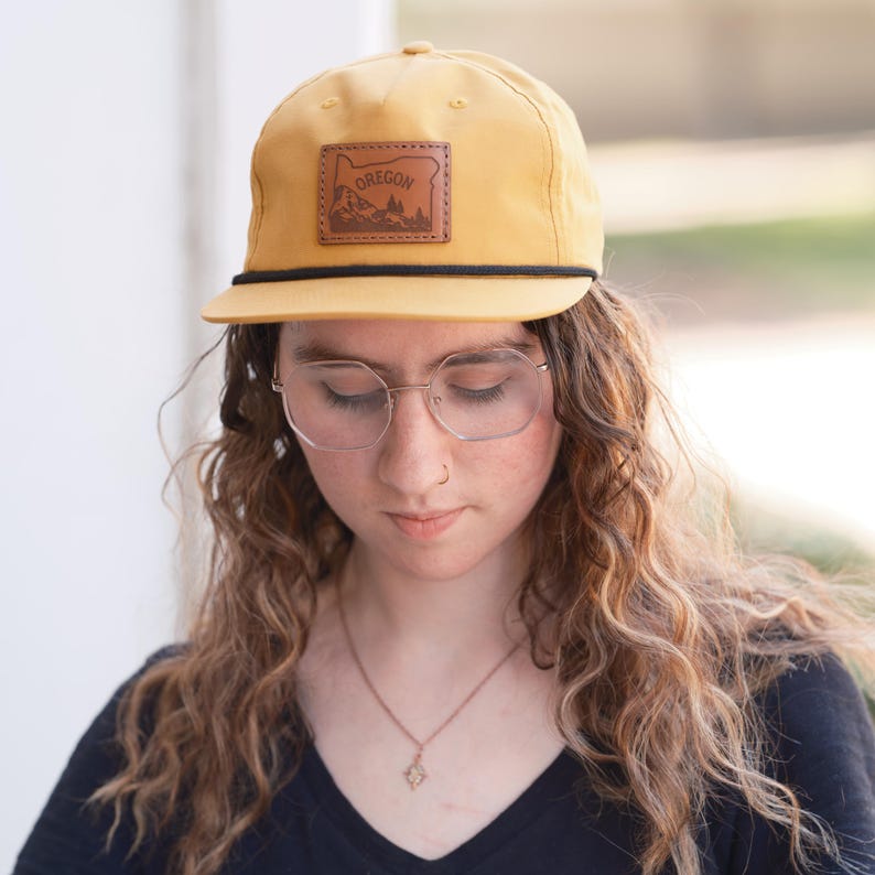 Oregon Leather Patch Rope Hat | State of Oregon Grandpa Hat, Real ...