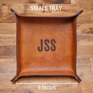 Monogrammed Catch All Tray Brown | Handmade Real Leather Personalized ...