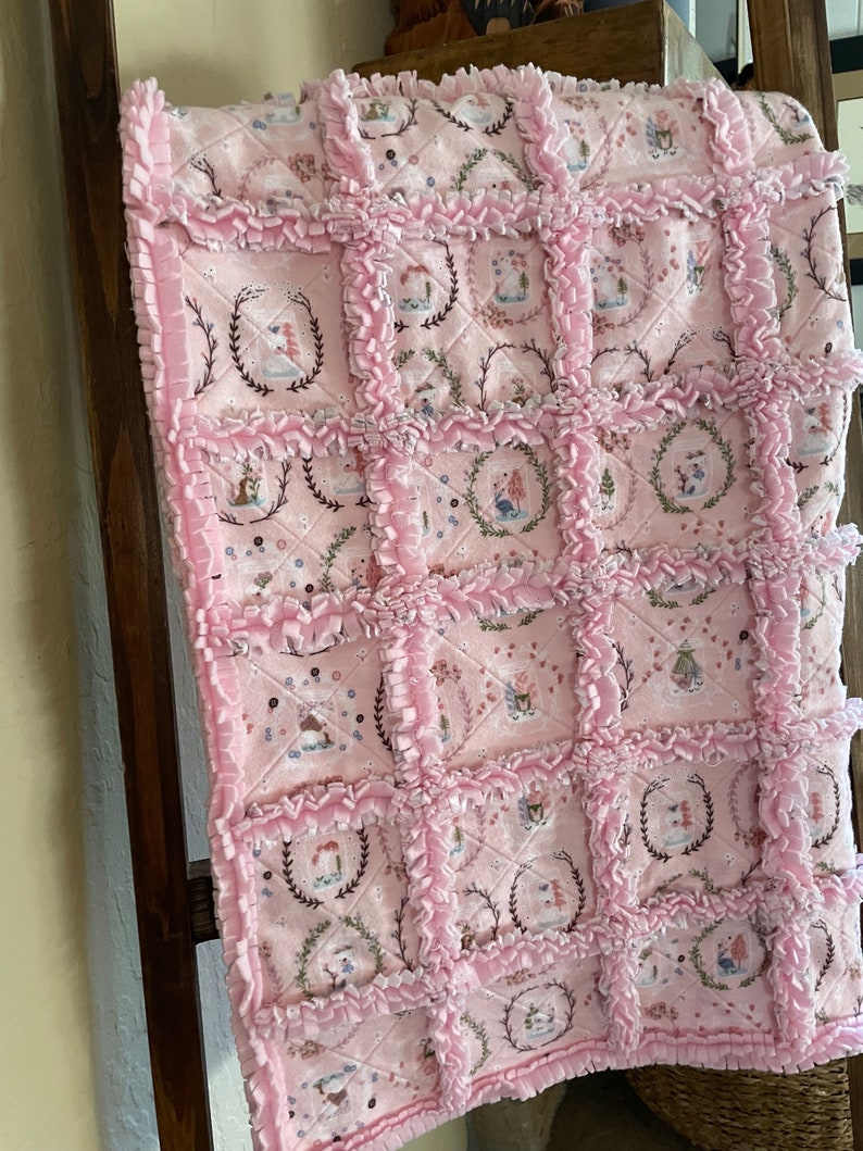 Handmade Baby Girl Rag Quilt 30 X 30 in Very Pink Fleece and Flannel ...