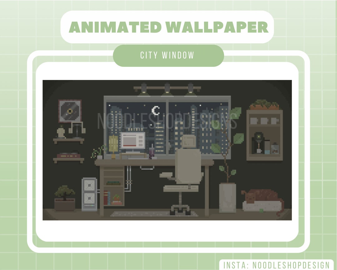 Animated Desktop Wallpaper - Pixel Art Cozy City Window - Etsy