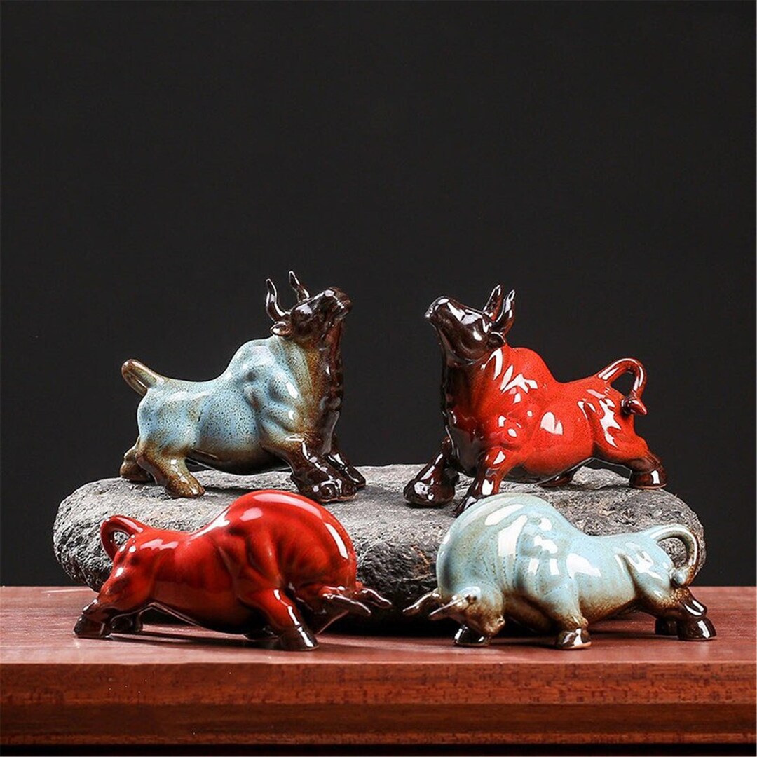 Ceramic Bull Figurine Small Buffalo Bison Ornament Figurine - Etsy