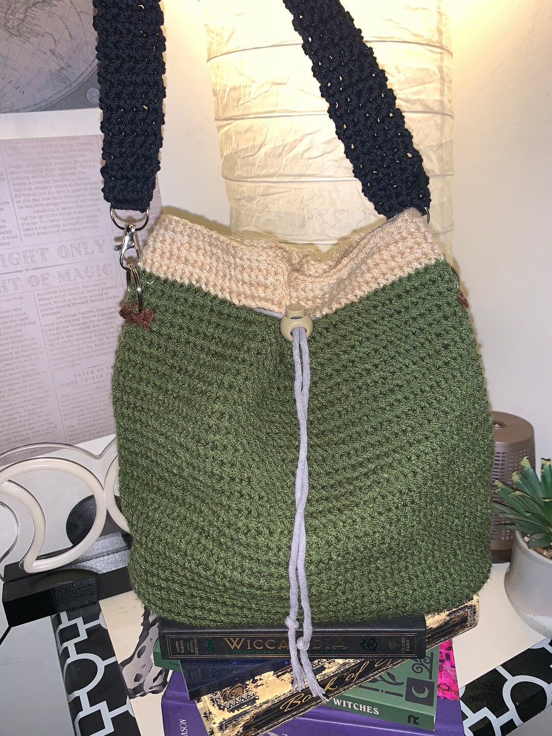 Slouchy Drawstring Crochet Bag - Etsy