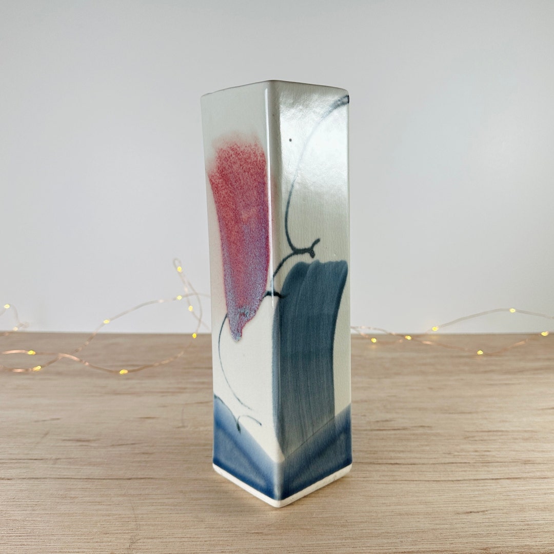 Jerry Pollari Ceramic Rectangle Vase Northwest Studio Pottery 10.5”H ...