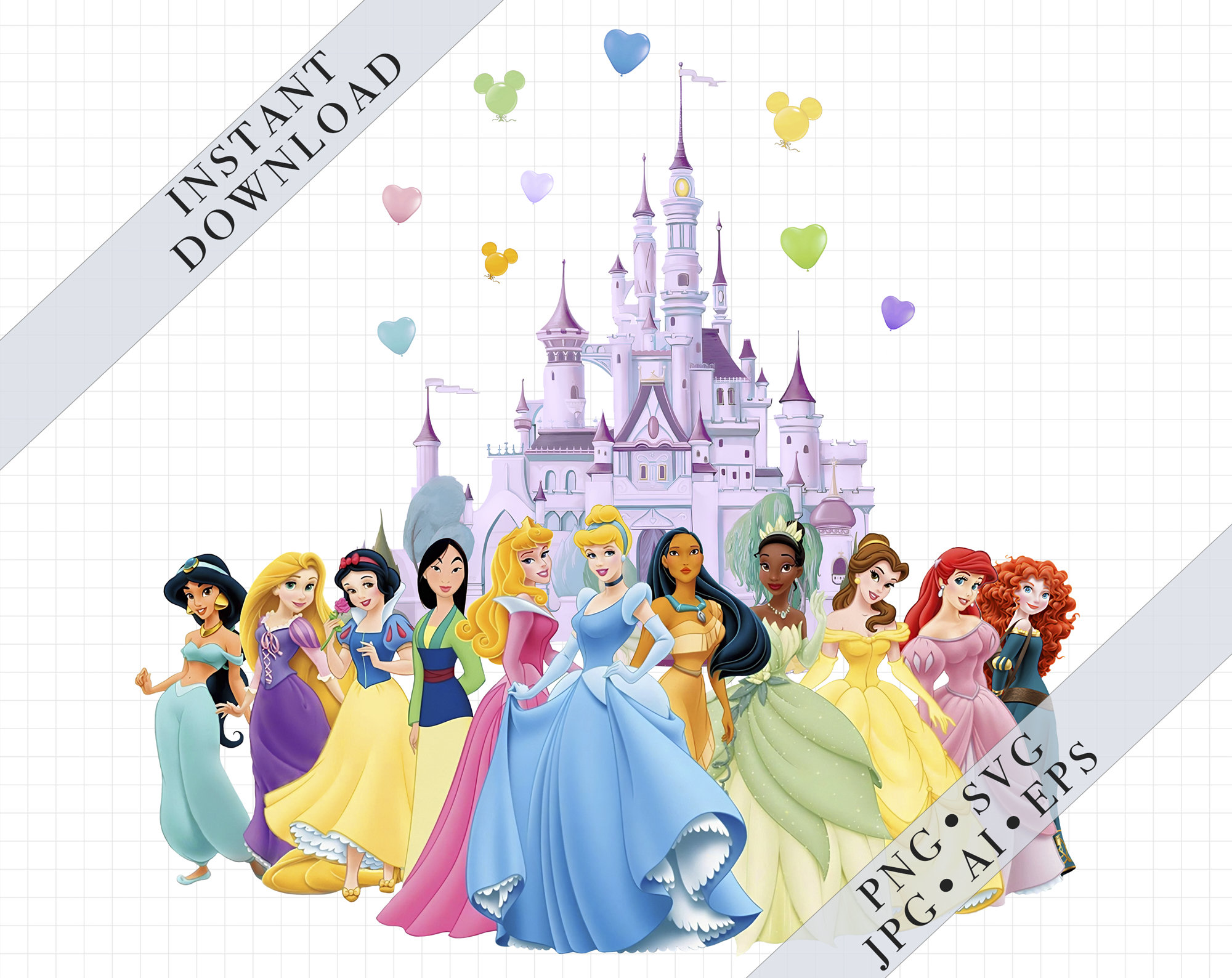 Printable Princesses Magic Kingdom Birthday Clip Art Digital - Etsy