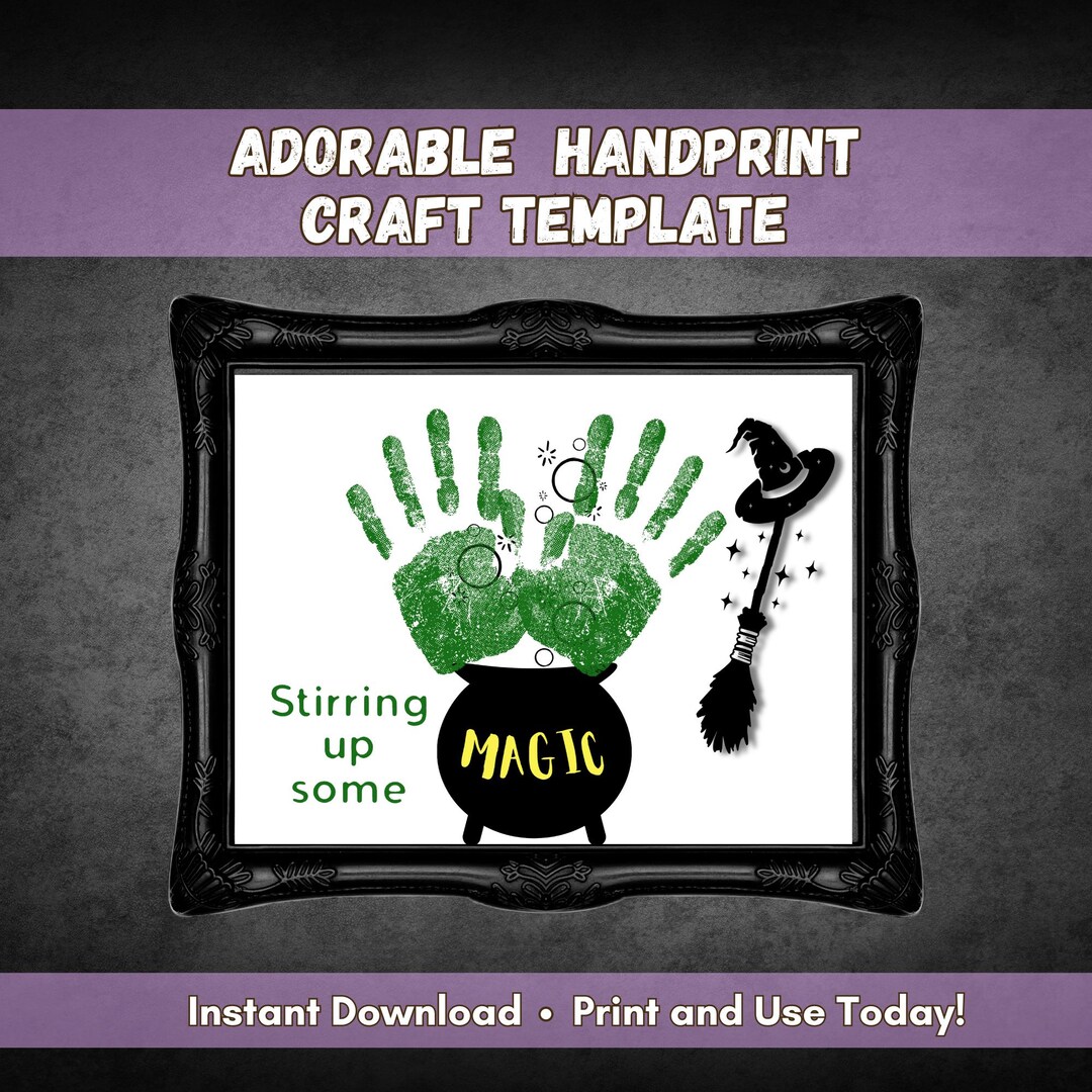 Halloween Handprint Art Printable, Witch Cauldron Craft, Spooky Kids ...