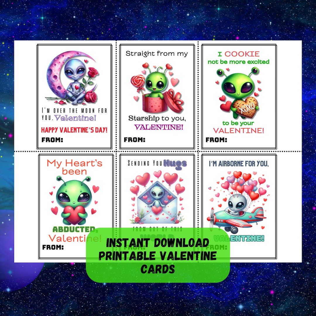 Alien Valentine Printables, Out of This World, Martian Valentines ...