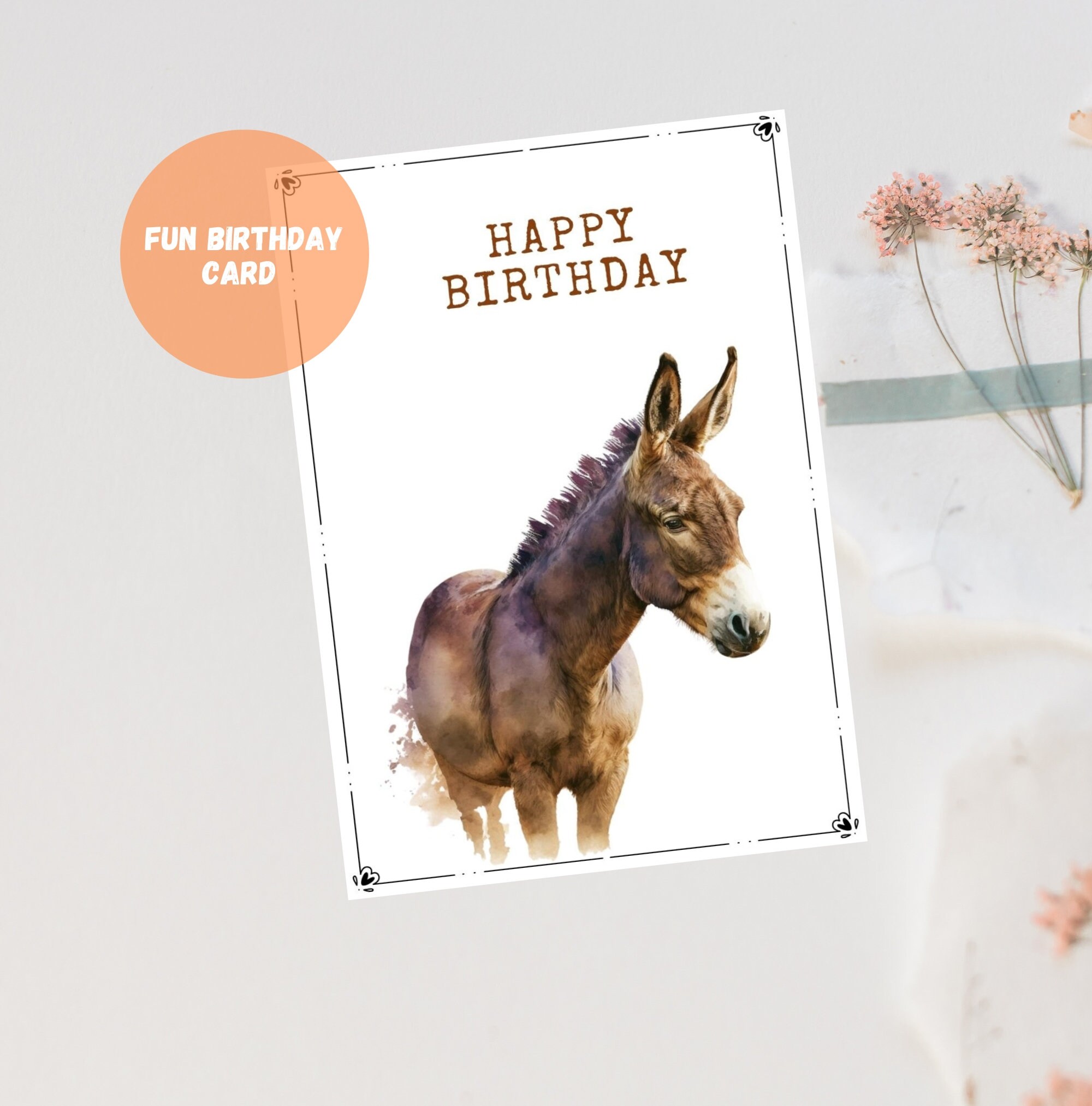 Fun Birthday Card for the Mule Lover Instant Download PDF or JPG - Etsy