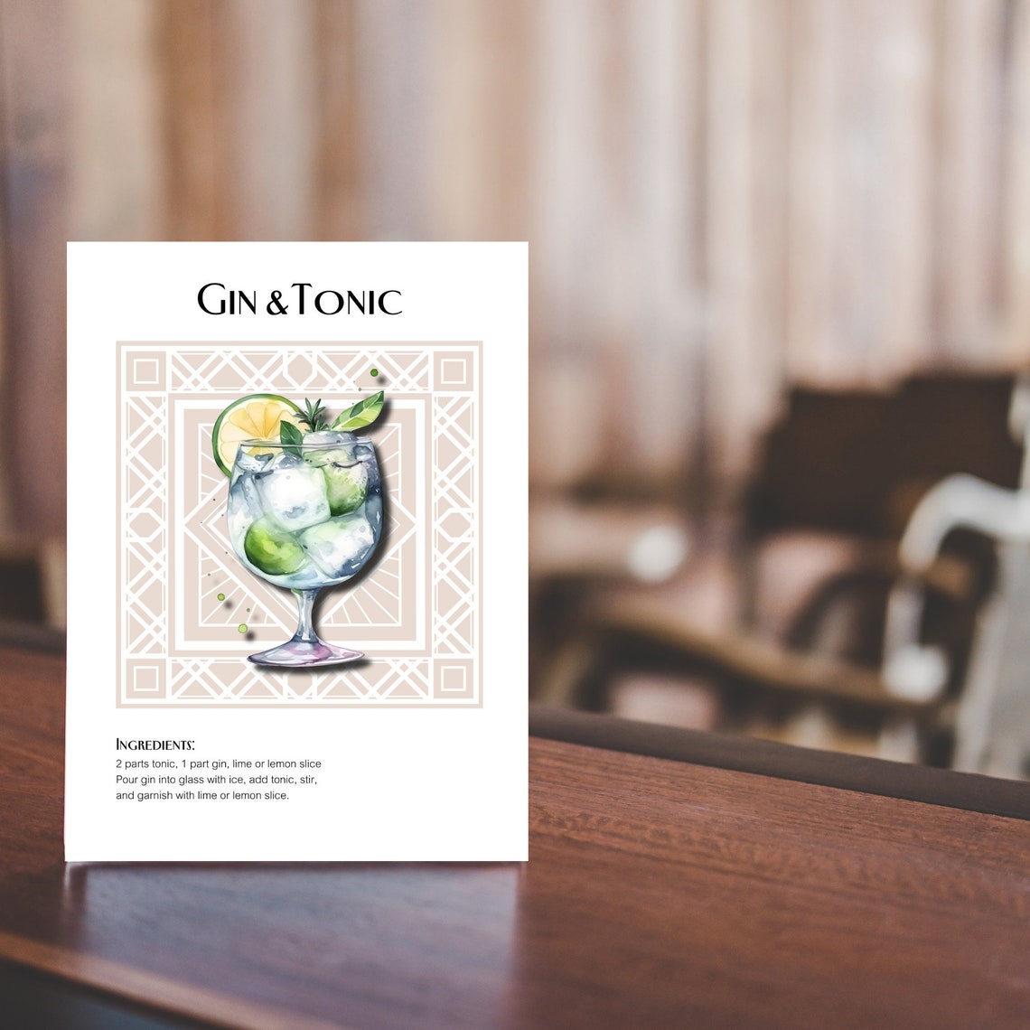 Gin and Tonic Print, Watercolor Cocktail Sign, Signature Drink Gin and ...
