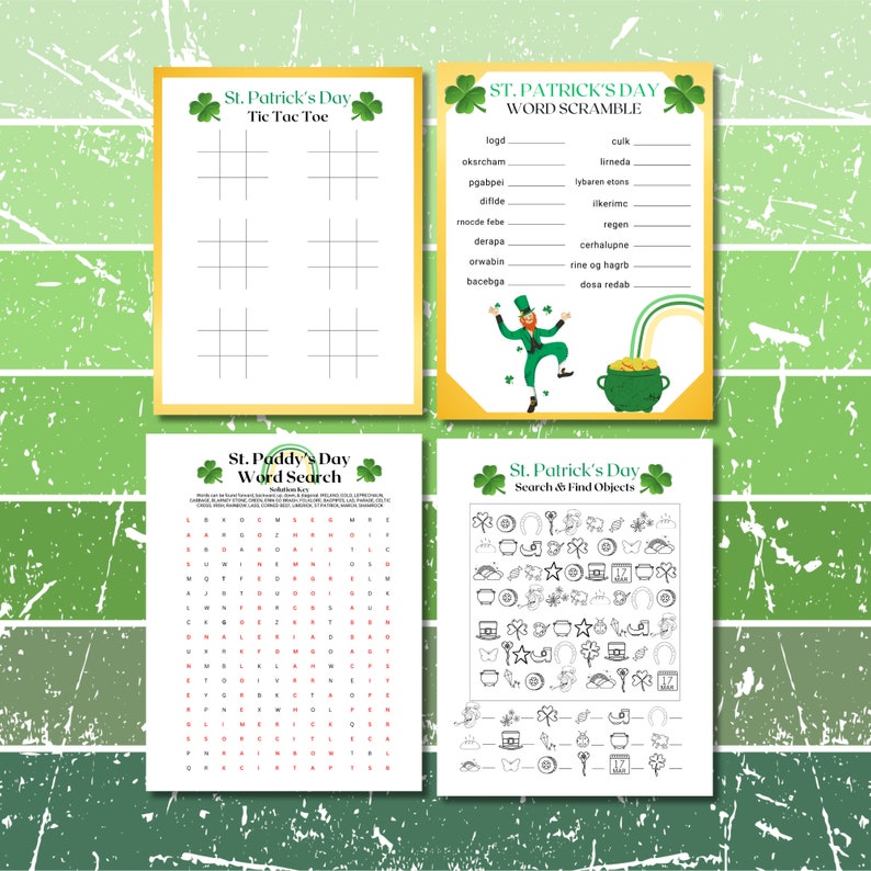 Printable St. Patrick's Day Activity Bundle, Tic Tac Toe, Word Search ...