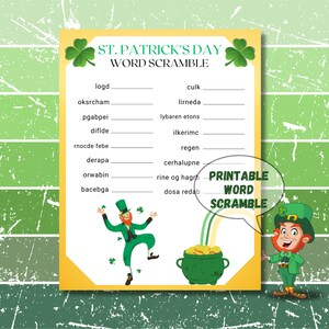Printable St. Patrick's Day Word Scramble, Classroom Activity, Irish ...