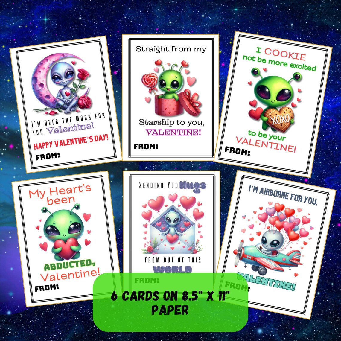 Alien Valentine Printables, Out of This World, Martian Valentines ...